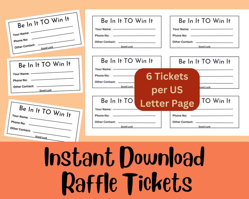 Raffle Tickets Generic Ticket Template or Event Raffle - Etsy