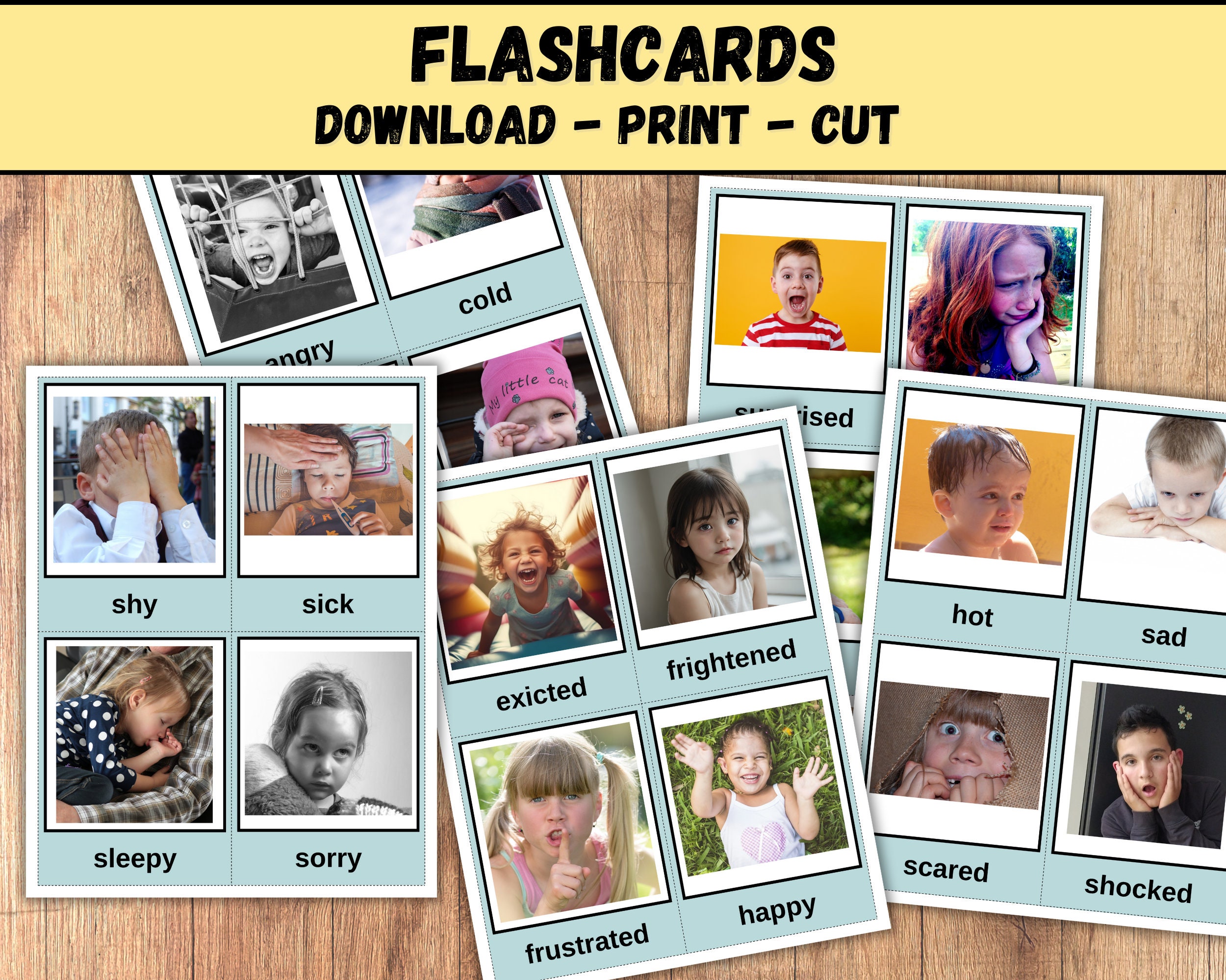 Emotion Flashcards for Kids: Real Photos of Children Expressing ...