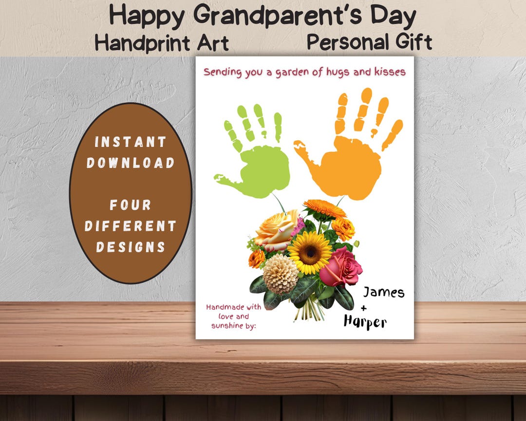 Handprint Art for Happy Grandparent’s Day, Grandparent Gifts Handprint ...