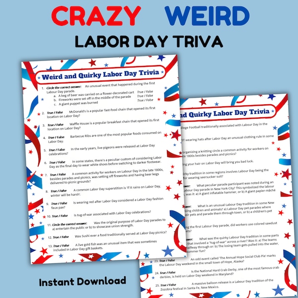 Labor Day Printable Games - Etsy