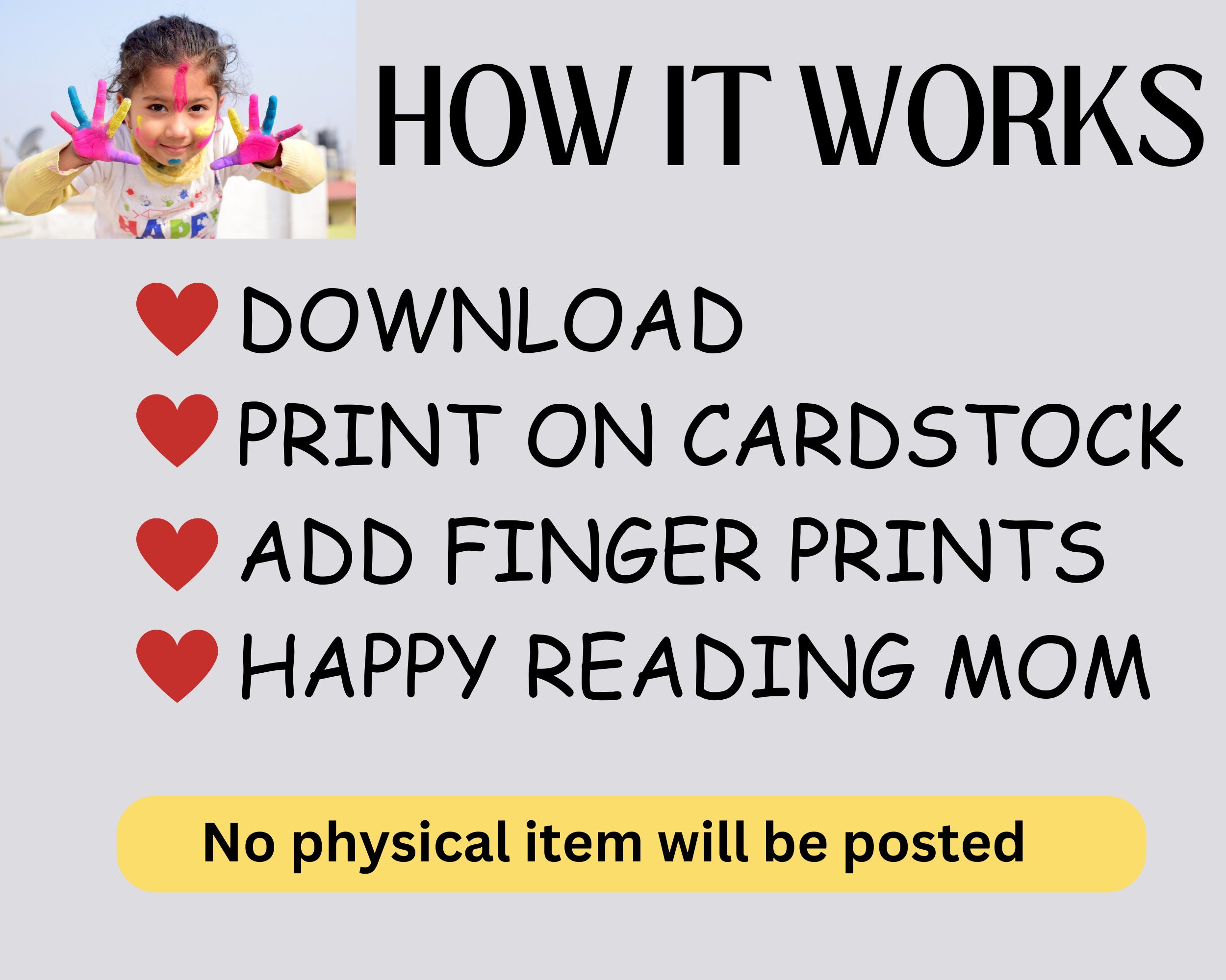 Mother's Day Bookmark, Printable Art From a Child, Kids Craft Project ...