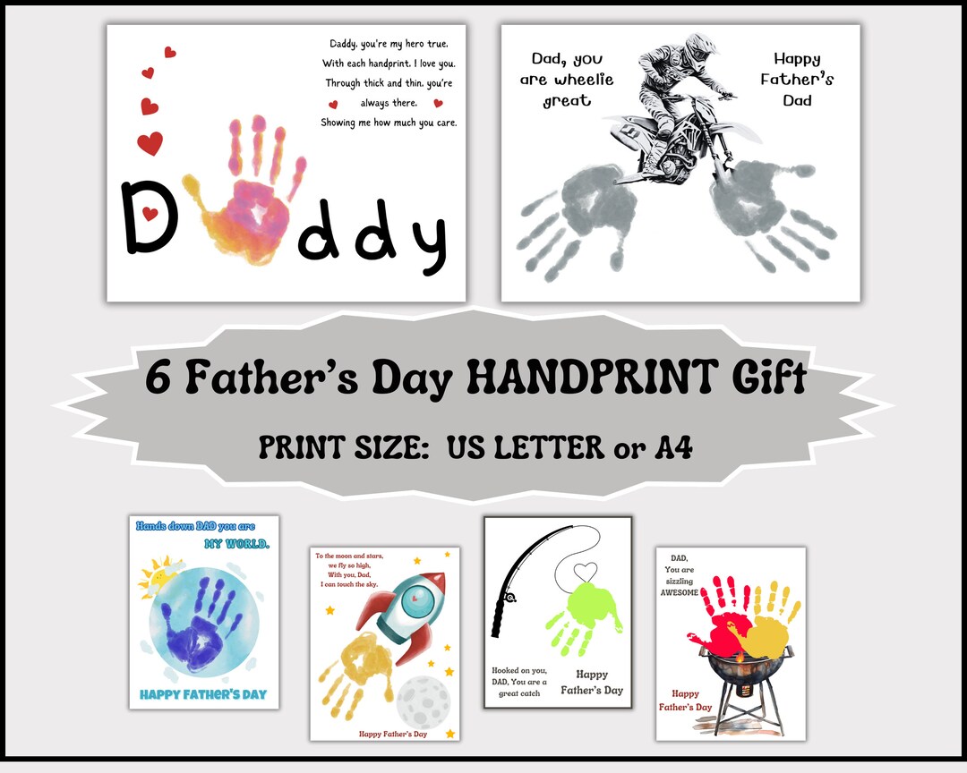 Fathers Day Handprint Art in 6 Designs, Kids Craft Project for a Dad ...