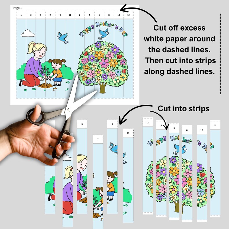 Mothers Day 3D Paper Craft Template, Agamograph Kids Activity Coloring ...