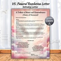 ANGEL - Funeral Resolution Letter (DOWNLOAD ONLY) - Etsy