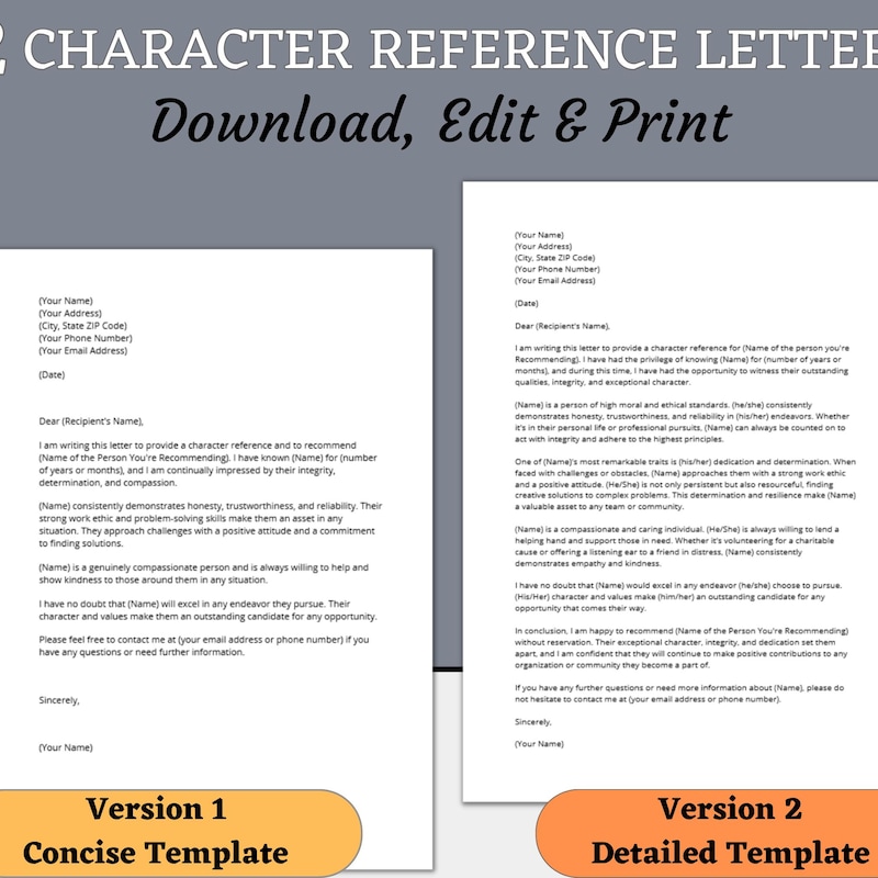 Court Character Reference Letter - Etsy