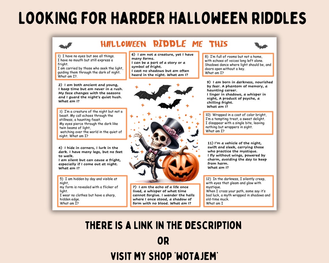 Easy Halloween Riddle Me This for a Kids Halloween Party Game ...