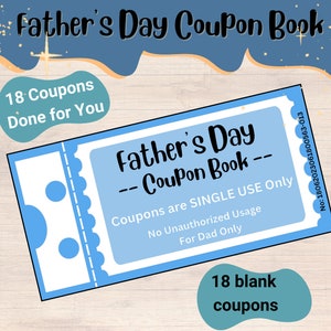 Father's Day Printable Coupon Book, A Gift for Dad on Father's Day: 18 ...