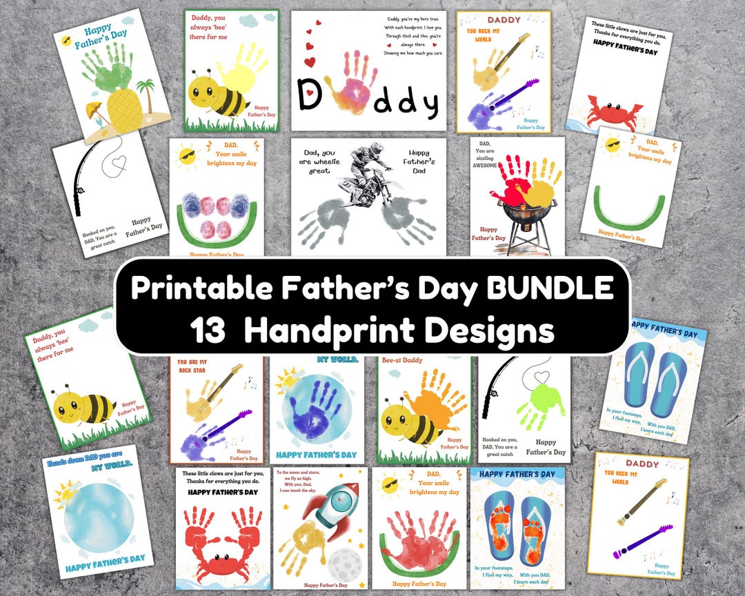 13 Handprint Art Bundle for Fathers Day Kids Craft Projects as a Dad ...