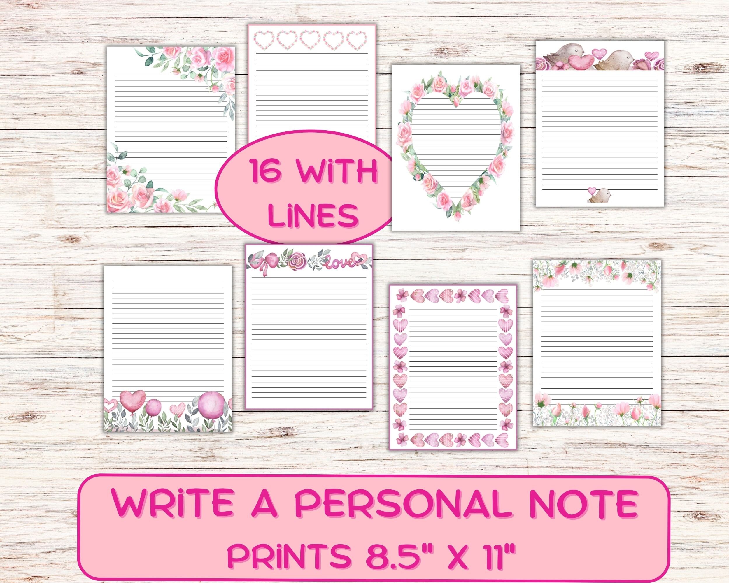Printable Valentine's Day Stationery Set, 16 Designs Letter Writing ...