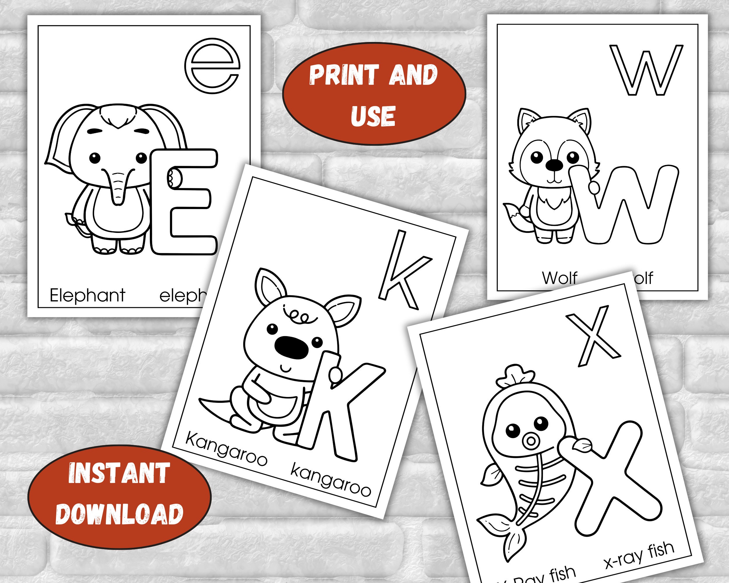 Alphabet Cute Coloring Pages, Printable Kids Coloring Pages, 26 ...