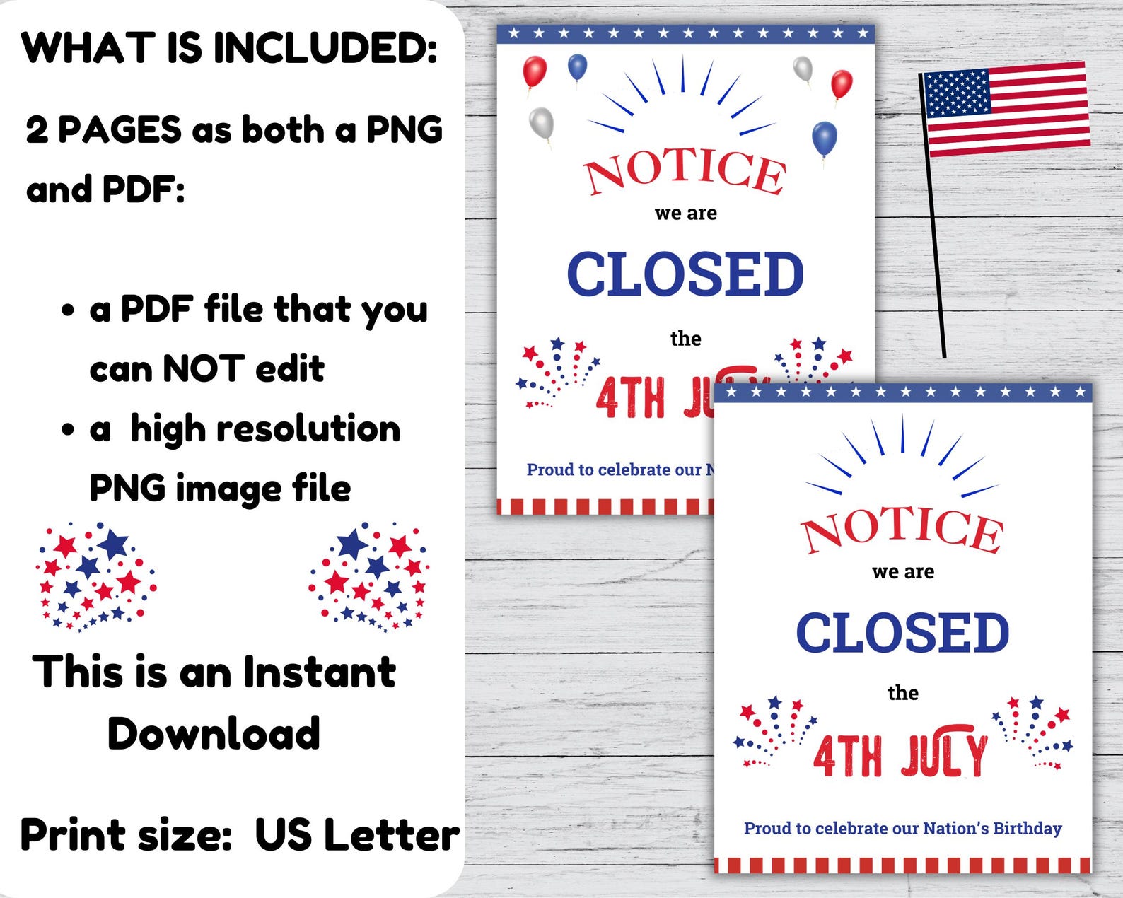 4th July Closed Sign for Door, Office Closed for the Holiday Sign ...