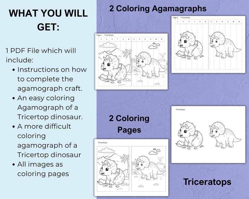 Dinosaur 3D Paper Craft Template, Agamograph Art for Kids Activity ...