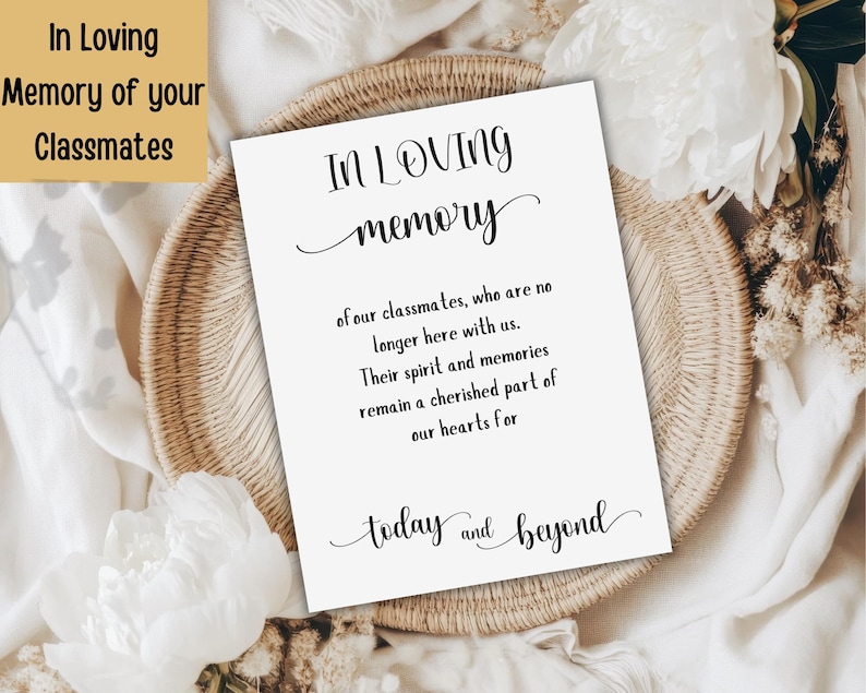 In Loving Memory High School Reunion Sign, Remembering College ...