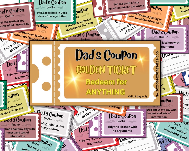 Father's Day Printable Coupon Book, A Gift for Dad on Father's Day: 18 ...