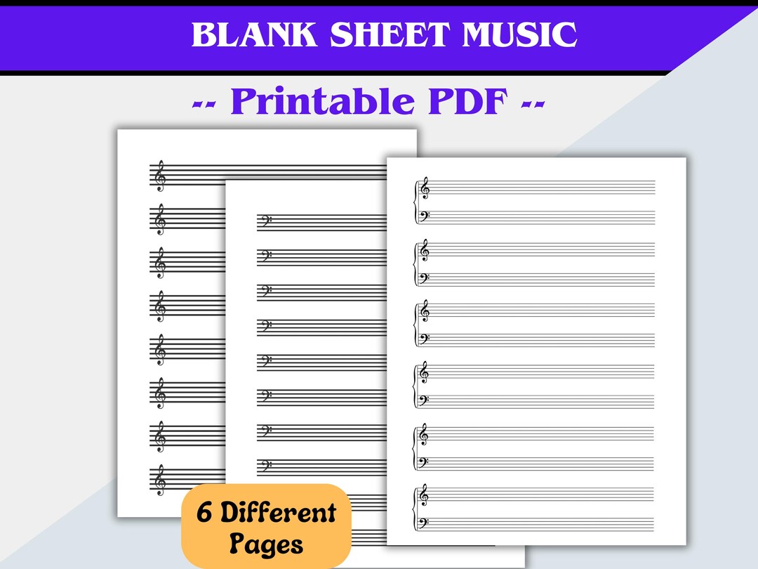 Blank Sheet Music With Treble Clef, Bass Clef, Grand Staff, Piano Sheet ...