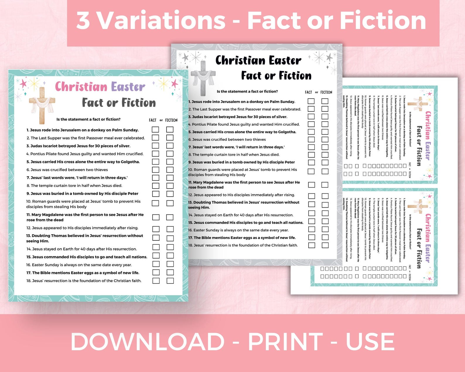 5 Bible Games BUNDLE, Christian Easter Games, Printable Christian Games ...