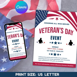 Editable Veteran's Day Flyer Template for Event Promotion Happy ...