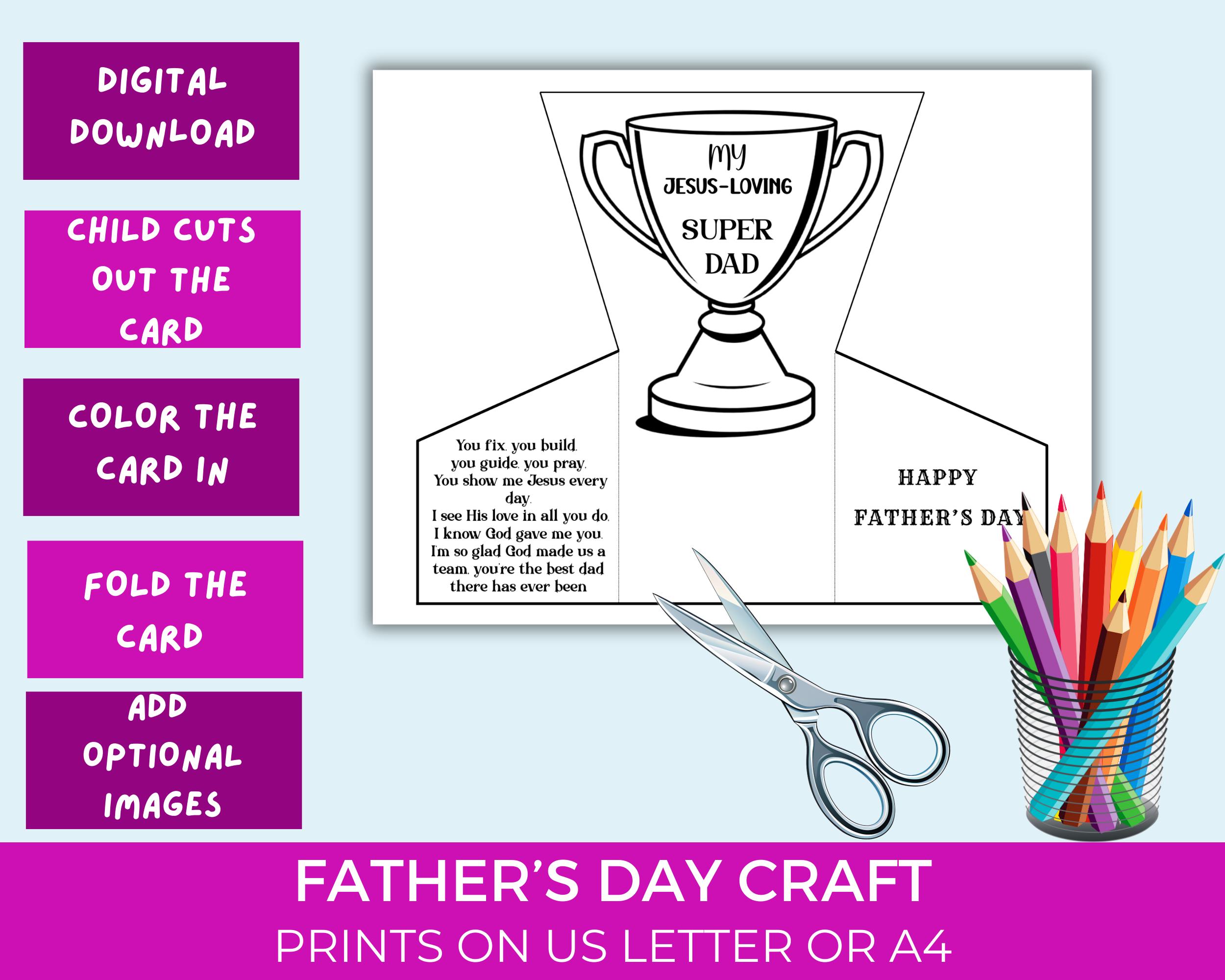 Printable Fathers Day Card, Sunday School Craft, Fathers Day Bible ...