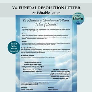 A Funeral Resolution Letter of Condolence and Respect, Use in Your ...