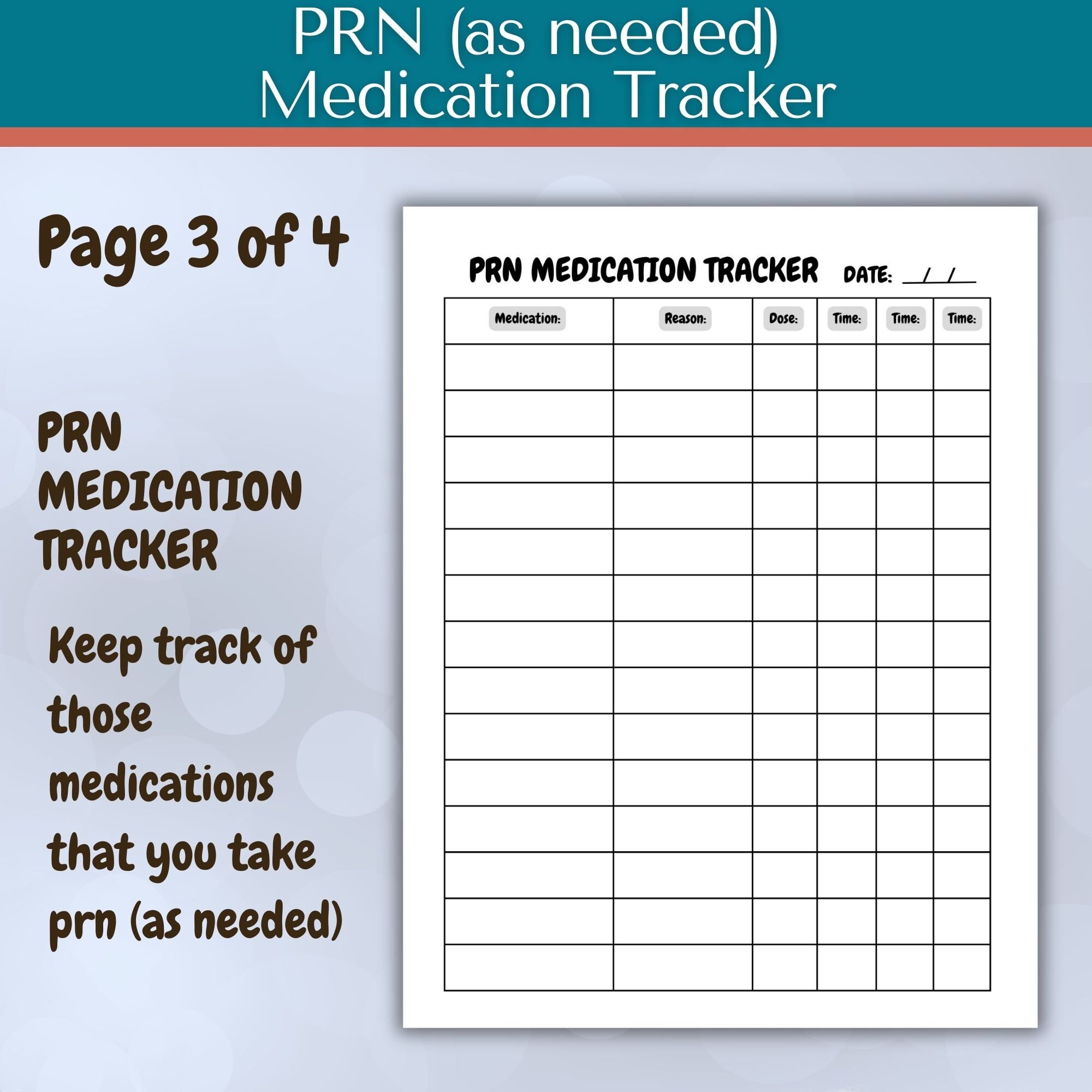 Printable Medication Log, Simple Medication Tracker for Daily Use, Easy ...