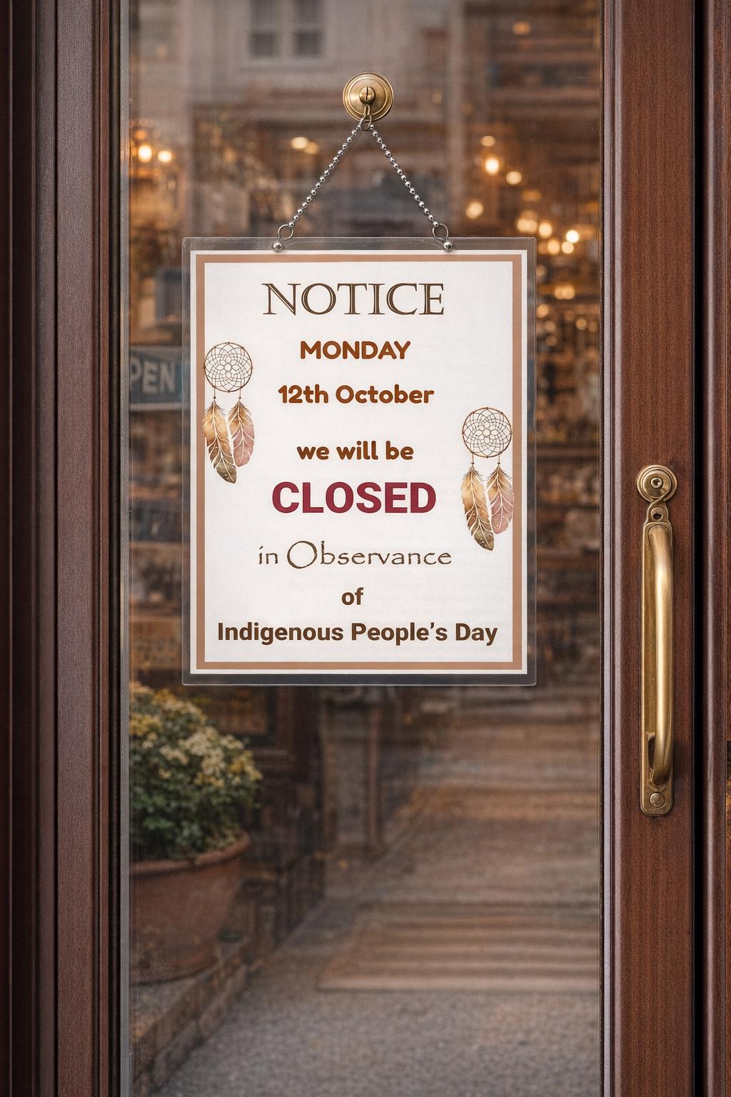 Indigenous People's Day Closed Sign for Door a Printable Sign, Closed ...