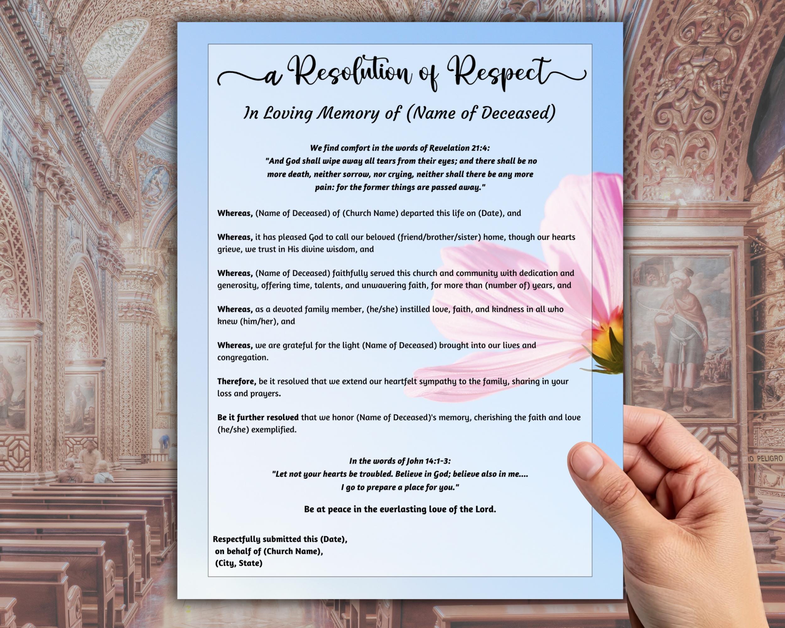 Editable Funeral Resolution Letter for Funeral Service, Resolution ...