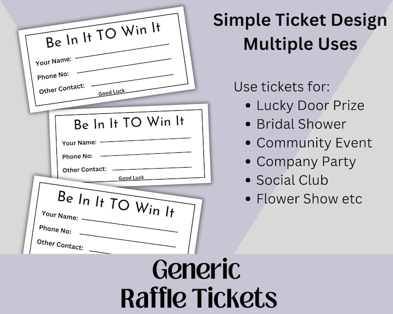 Raffle Ticket Template to Print, Simple Event Ticket Template, 10 Event ...