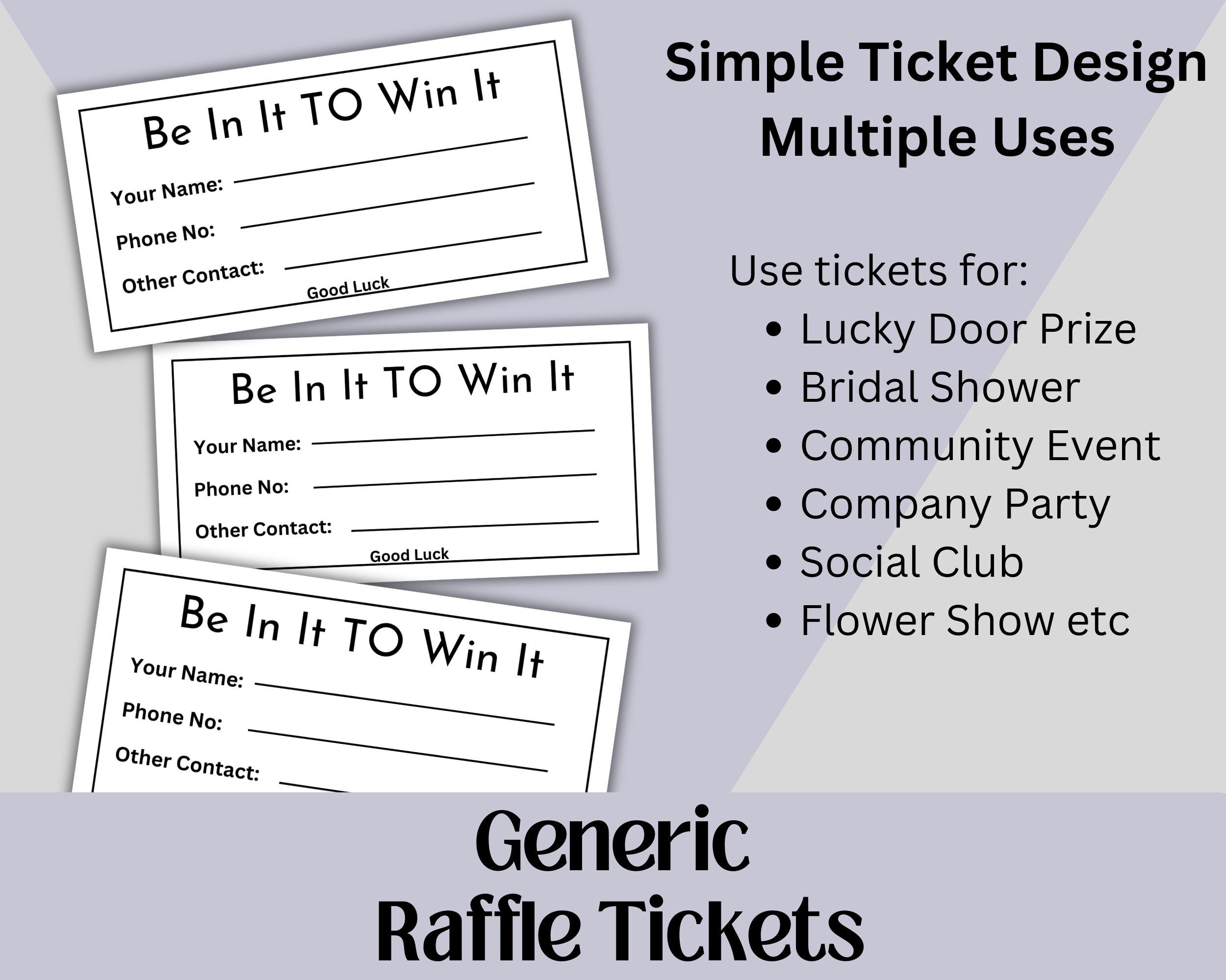 Raffle Ticket Template to Print, Simple Event Ticket Template, 10 Event ...