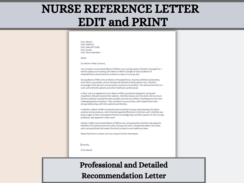 Recommendation Letter for Nurses, Professional Reference Written Letter ...
