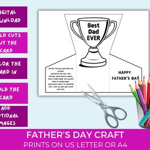 Fathers Day Coloring Card, Printable Father's Day Craft for Kids, Best ...