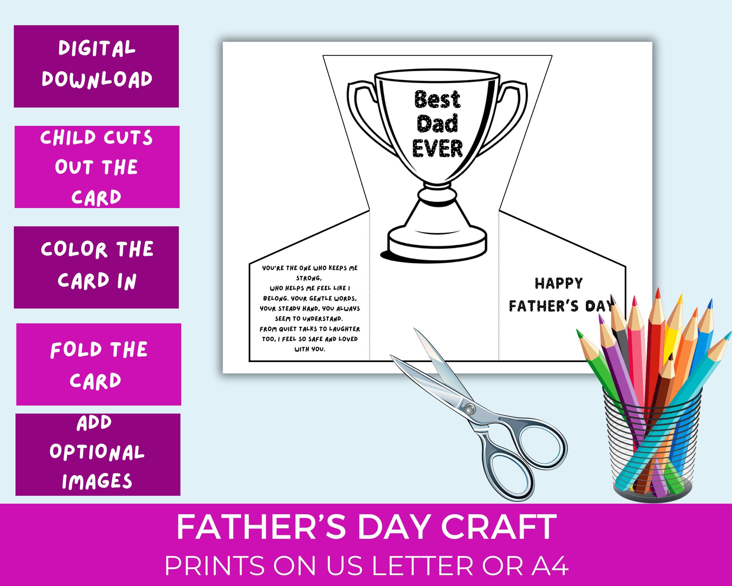 Fathers Day Coloring Card, Printable Father's Day Craft for Kids, Best ...