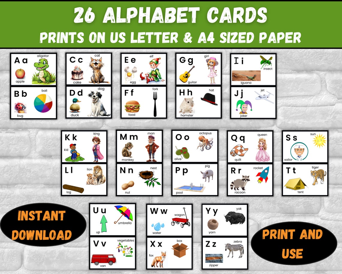 Alphabet Flashcards for Early Letter Recognition, Printable Learning ...