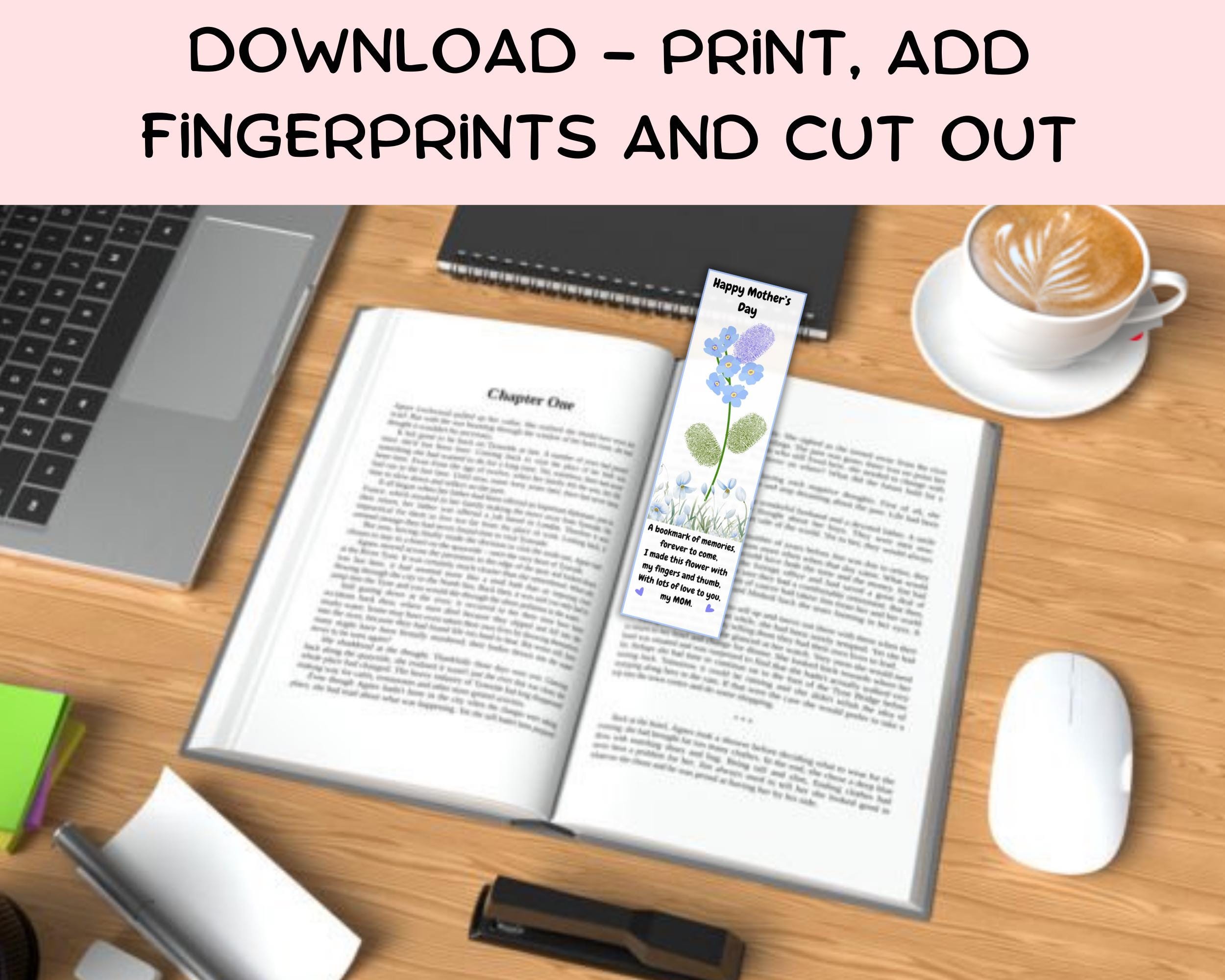 Mother's Day Printable Bookmark, Kids Fingerprint Art for Mothers Day ...