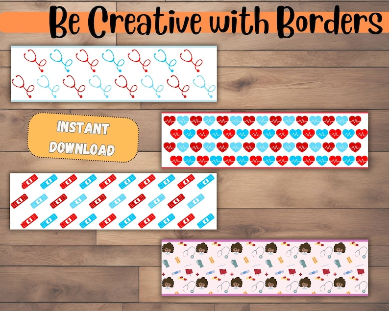 Printable Bulletin Board Borders for School Nurse, Doctor or Nurse ...