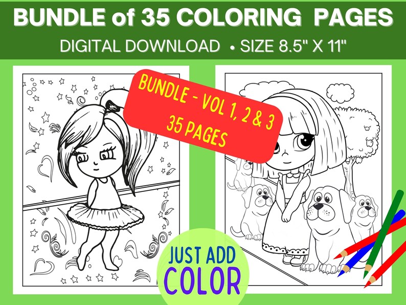 Coloring Page Bundle, 35 Coloring Pages for Kids, Teens or Adults ...