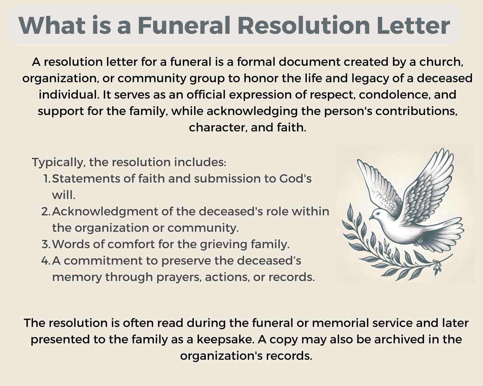 Editable Funeral Resolution Letter for a Funeral Service Church Funeral ...