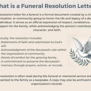 Editable Funeral Resolution Letter for a Funeral Service Church Funeral ...
