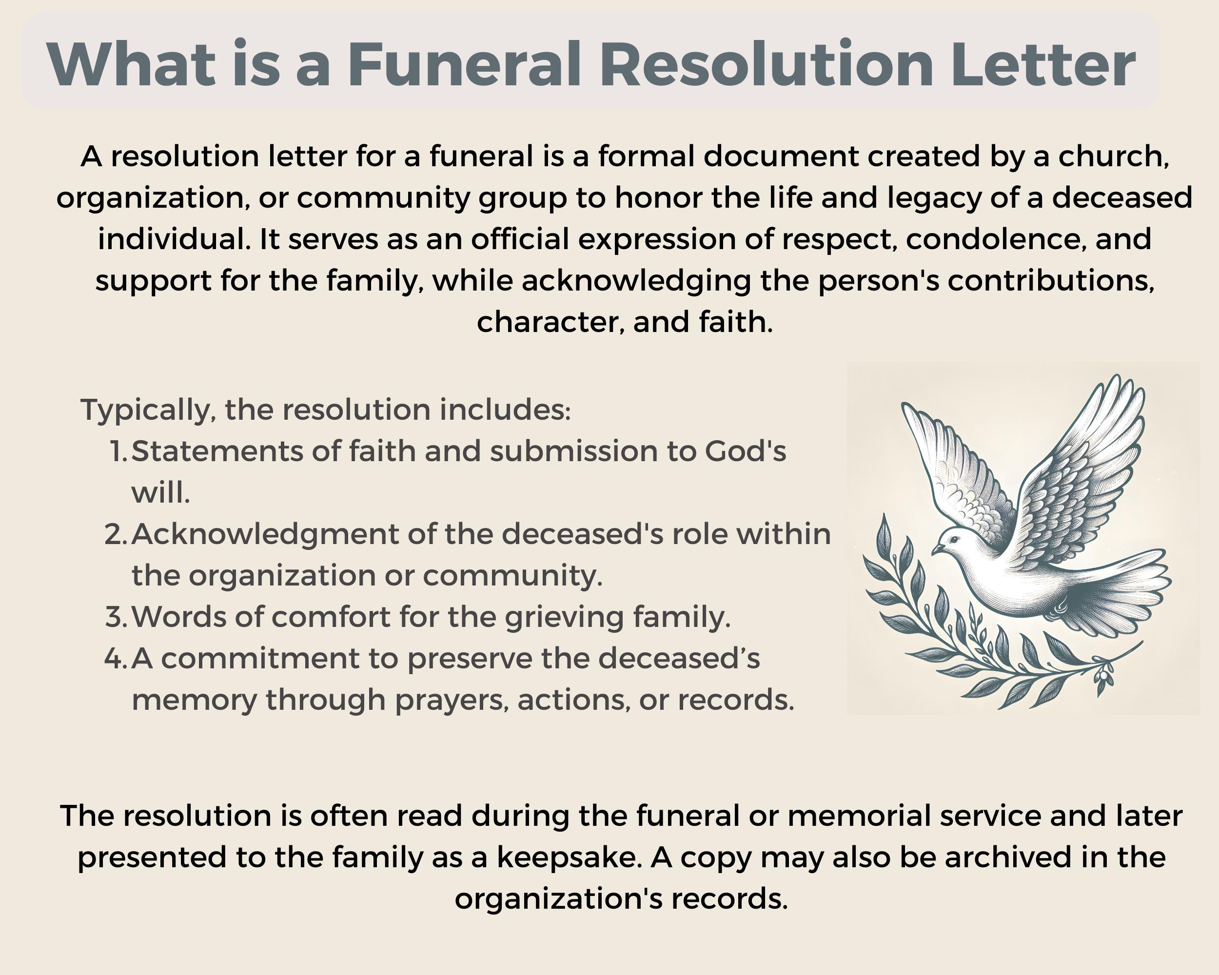 Editable Funeral Resolution Letter for a Funeral Service Church Funeral ...