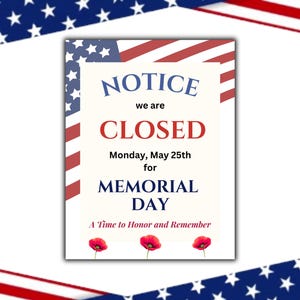 Memorial Day Closed Sign For Door A Printable Sign Closed On Memorial