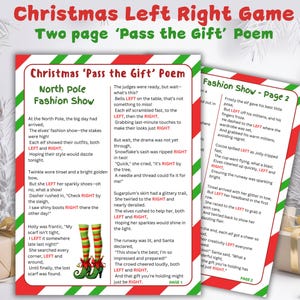 Christmas Left Right Game, Pass the Gift Game Right Left Christmas Poem ...