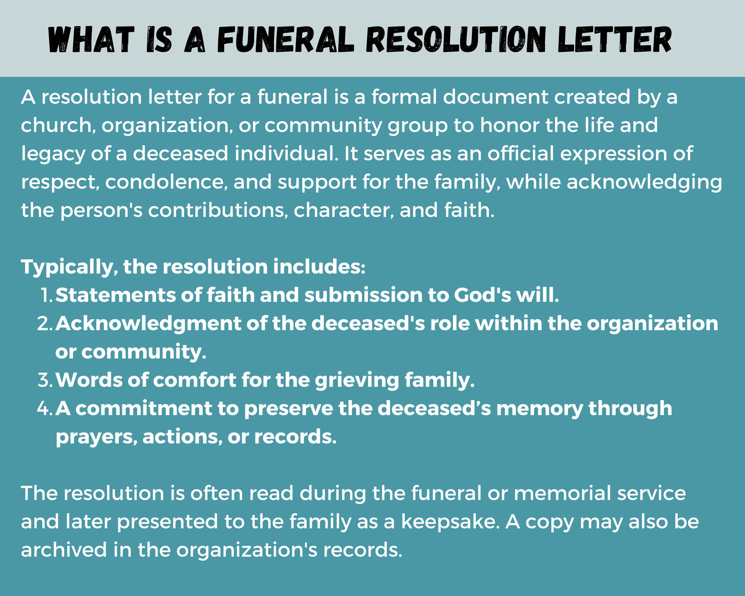 A Funeral Resolution Letter of Condolence and Respect, Use in Your ...