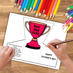 Fathers Day Coloring Card, Printable Father's Day Craft for Kids, Best ...
