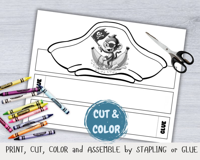 Pirate Hat Paper Crown, Printable Captain Pirate Hat, Birthday Crown ...