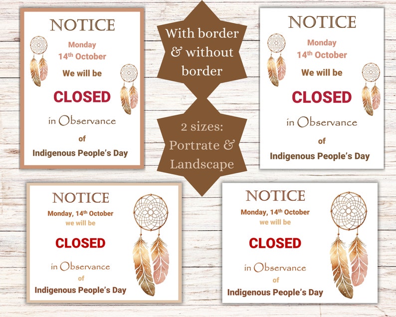 Indigenous People's Day Closed Sign for Door a Printable Sign, Closed ...