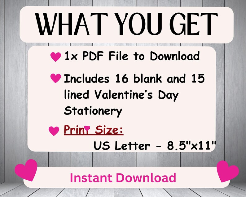 Valentine's Day Printable Stationary Set 16 Designs, Letter Writing ...