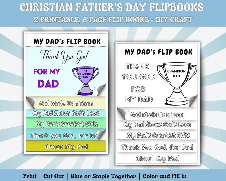 Fathers Day Bible Craft for Kids, Printable Fathers Day Flipbook ...