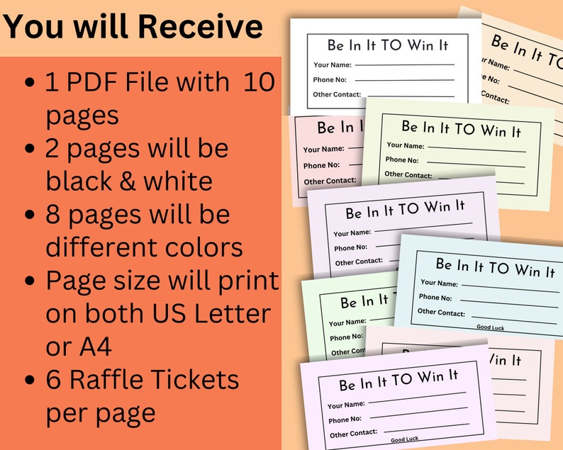 Raffle Tickets, Generic Ticket Template or Event Raffle Ticket, Use for ...
