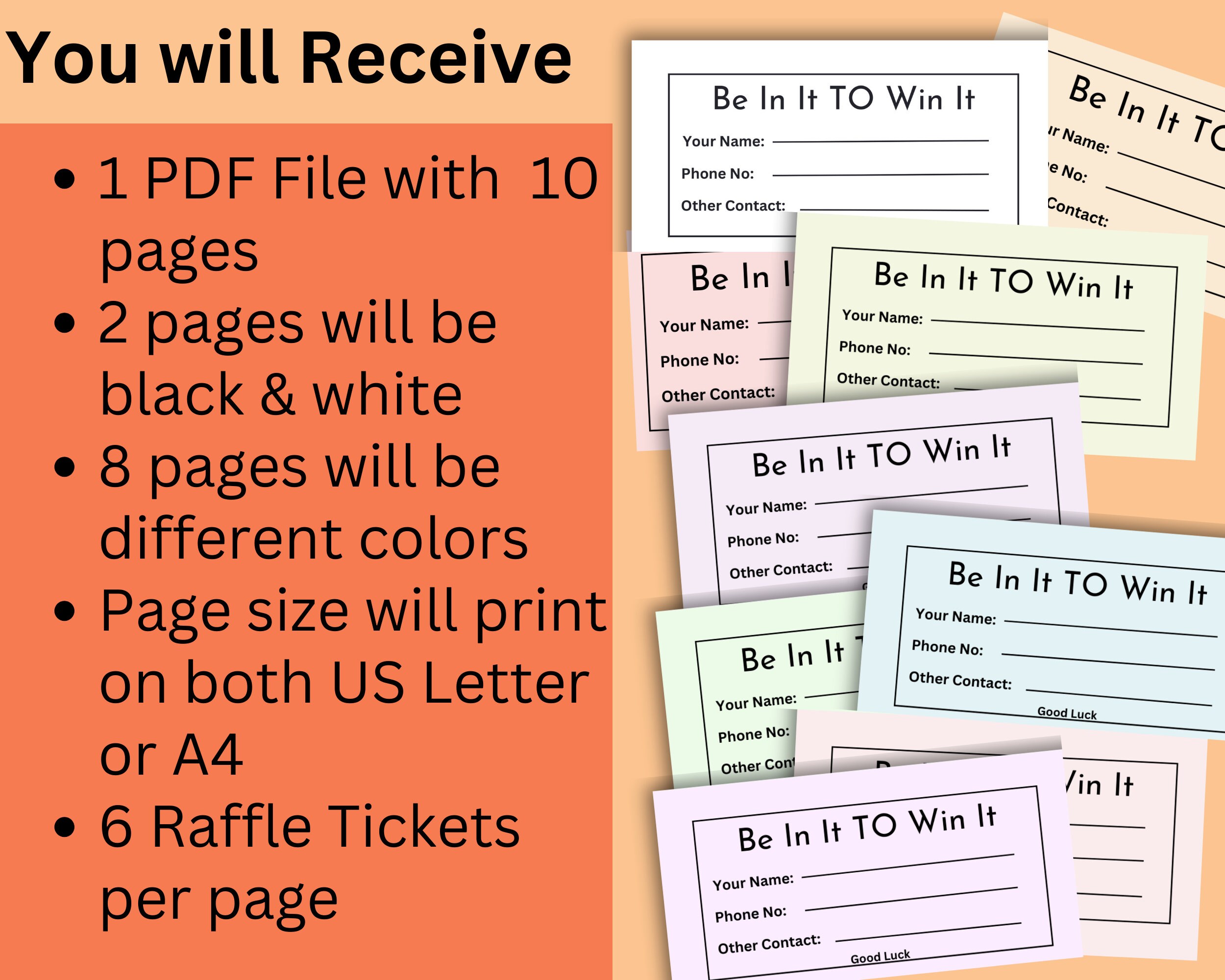 Raffle Tickets, Generic Ticket Template or Event Raffle Ticket, Use for ...
