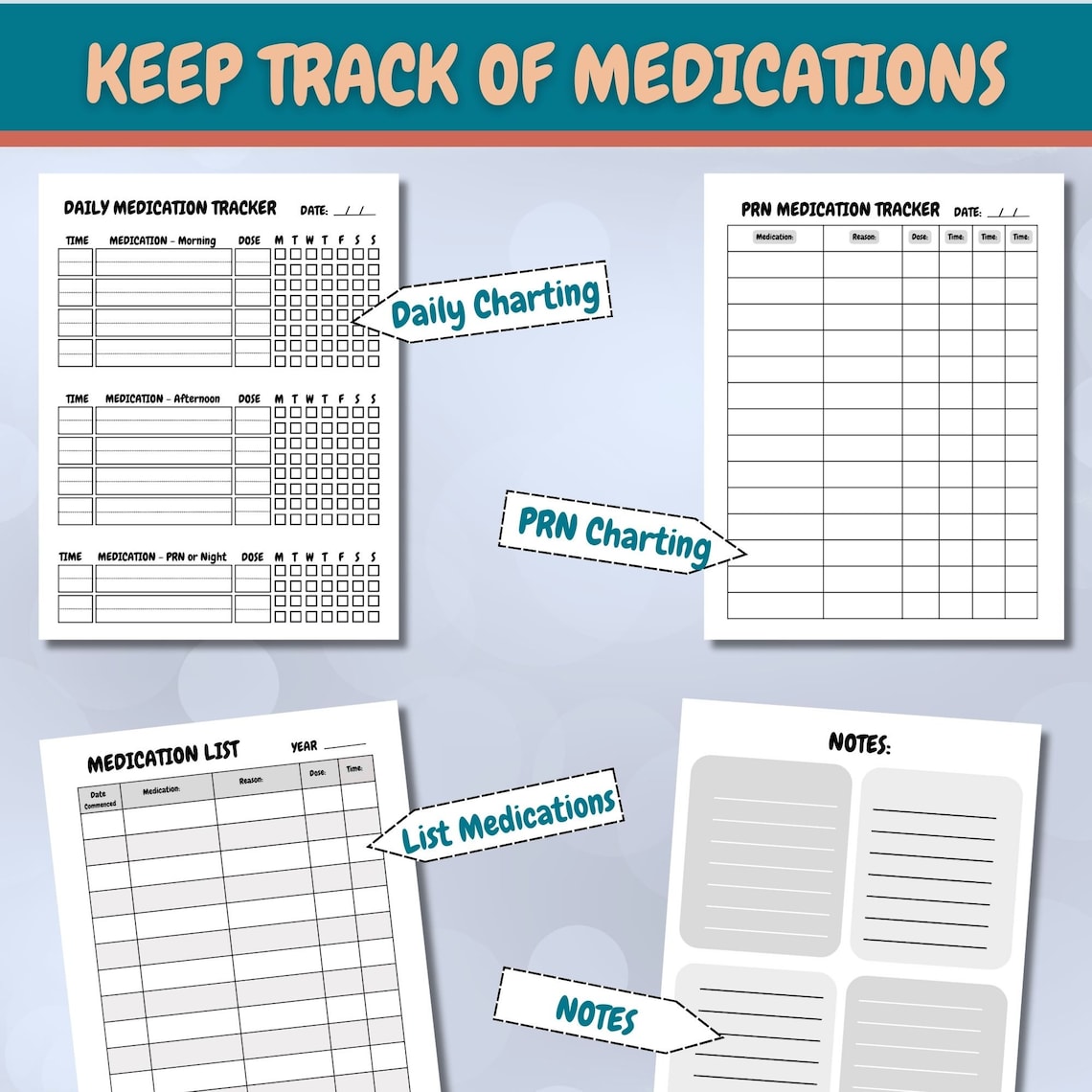 Printable Medication Log, Simple Medication Tracker for Daily Use, Easy ...