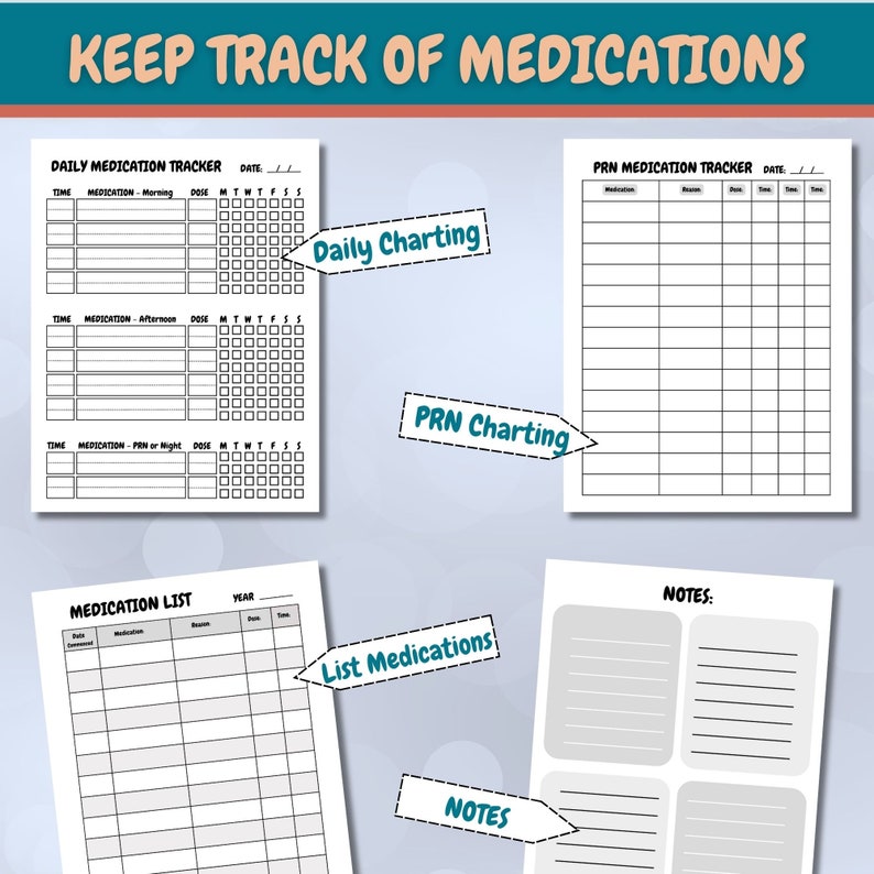 Printable Medication Log, Simple Medication Tracker for Daily Use, Easy ...